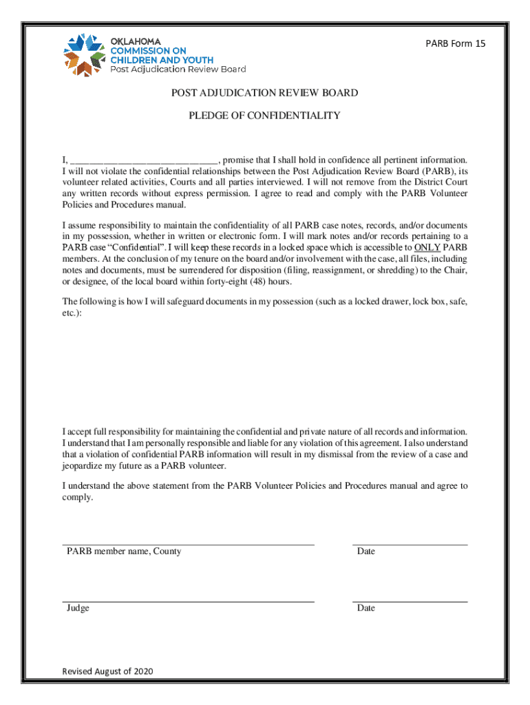 Fillable Online PARB Document Control and Confidentiality Pledge. This ...