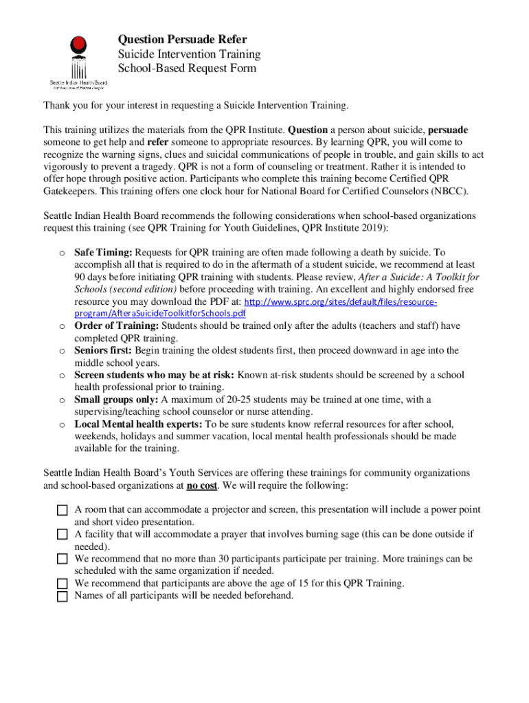 Fillable Online Question, Persuade, Refer (QPR): A CAPS Suicide Prevention ... Fax Email Print ...
