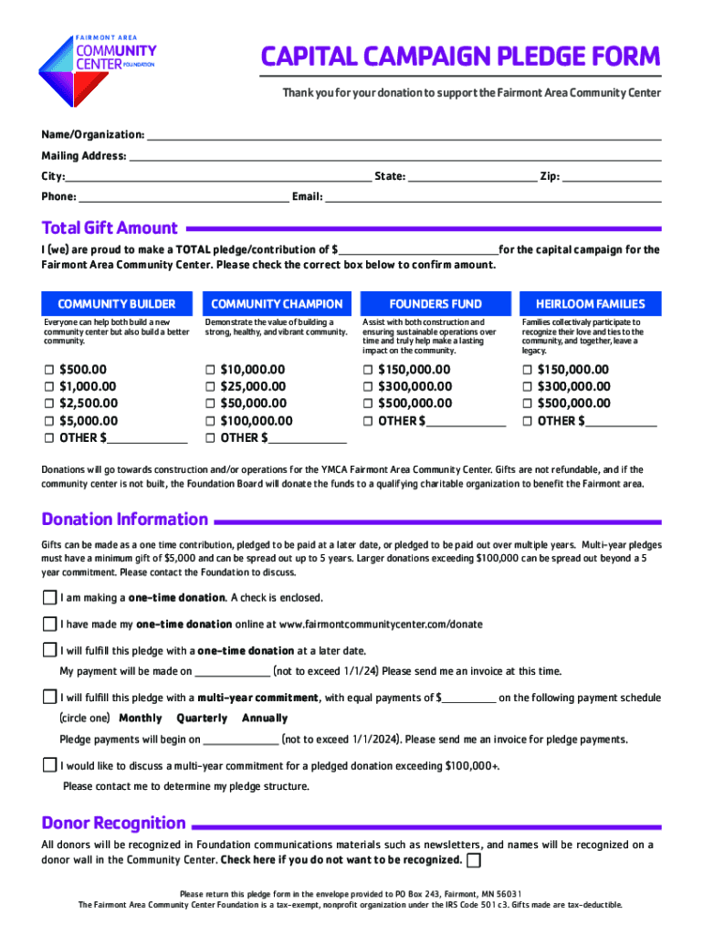Fillable Online Pledge form4.indd Fax Email Print - pdfFiller