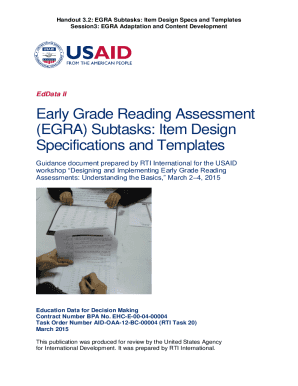Fillable Online Early Grade Reading Assessment (EGRA) Subtasks: Item ...