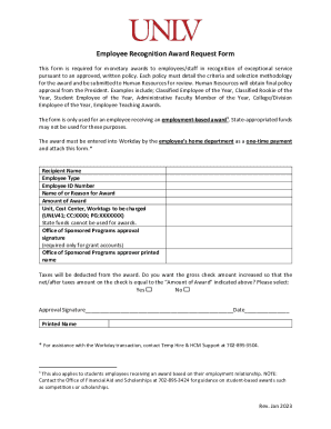 Fillable Online Awards - Employee Recognition Award Request Form Fax ...