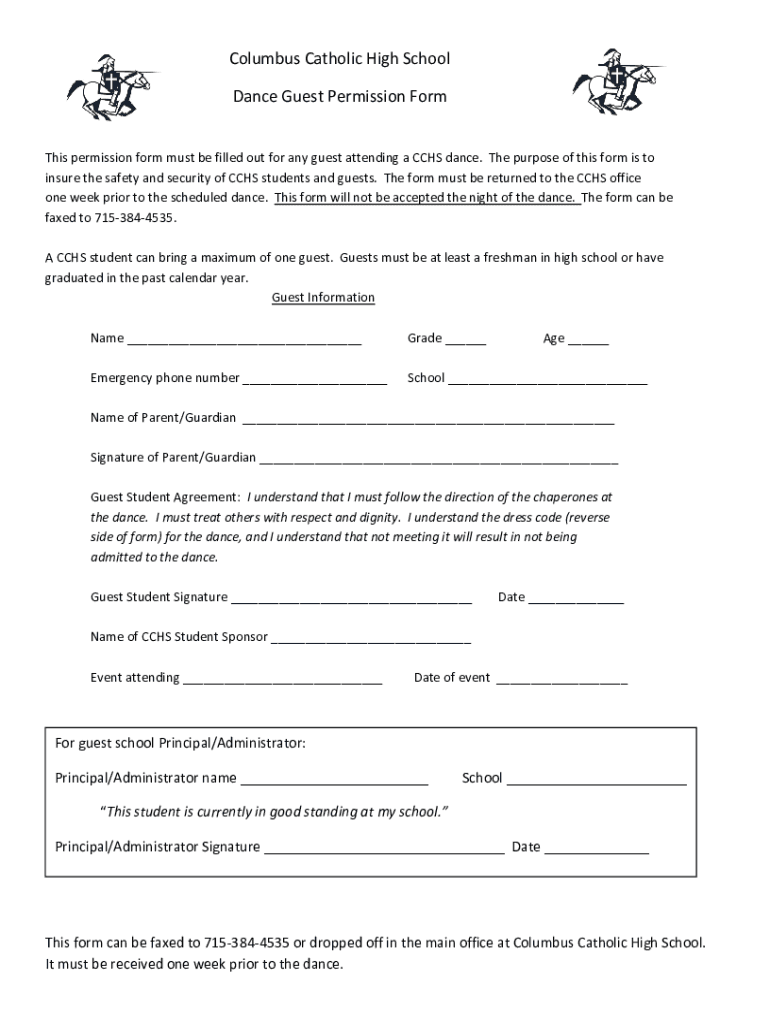 Fillable Online Forms - Columbus Catholic Schools Fax Email Print ...
