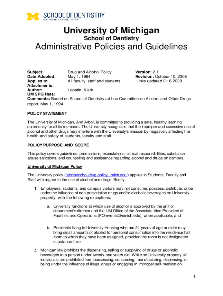 Fillable Online University of Michigan Alcohol and Other Drug (AOD ...