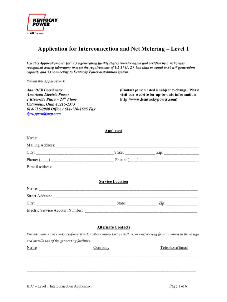 Fillable Online Levels 2-4 Interconnection Request Application Form Fax ...