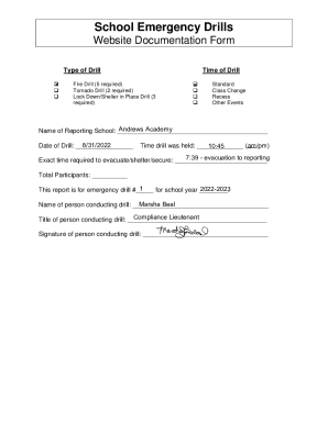 Fillable Online Time of Drill Fax Email Print - pdfFiller