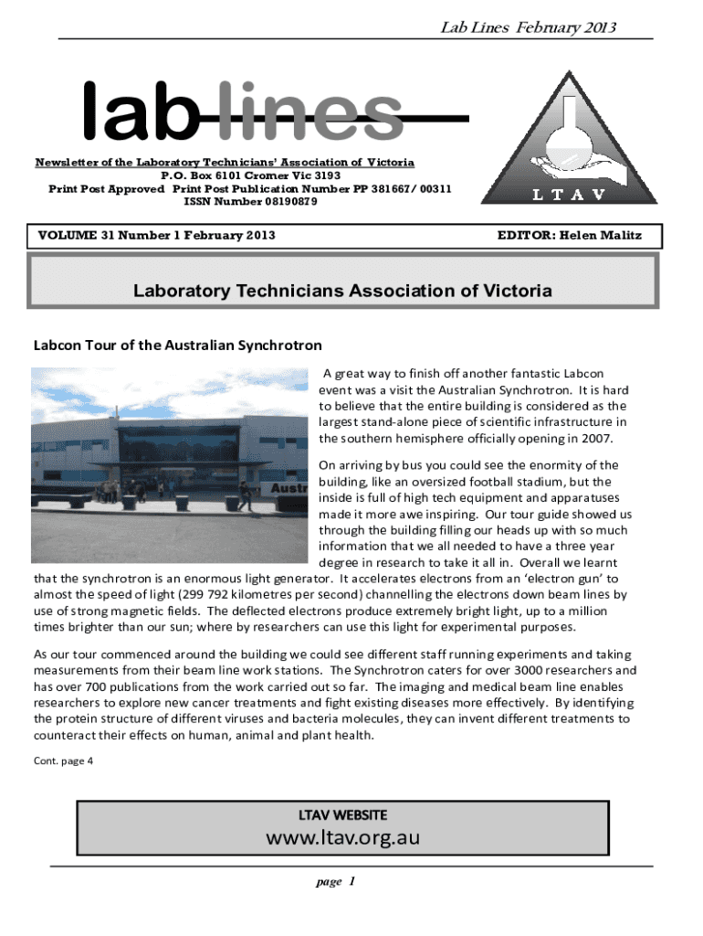 Fillable Online ltav org Newsletter of the Laboratory Technicians ...