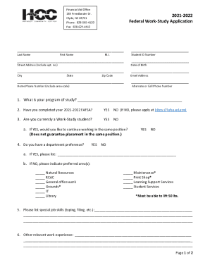 Fillable Online Free fillable Federal Work-Study Application (Haywood ...