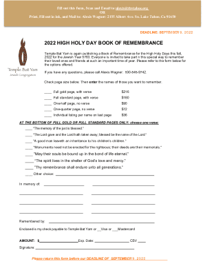 Fillable Online Sisterhood - Temple Bat Yam Fax Email Print - pdfFiller