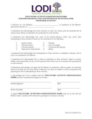 Completable En línea voluntary activity participation form Fax Email ...