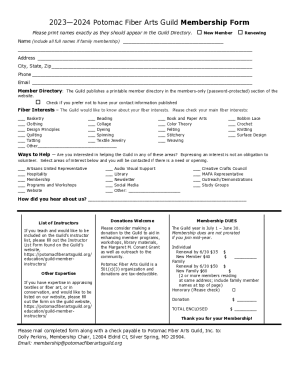 Fillable Online Potomac Fiber Arts Guild Workshop Registration Form Fax ...