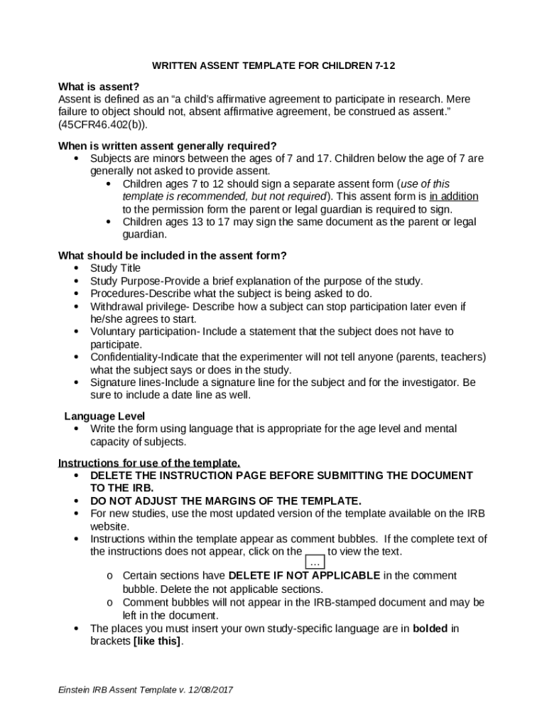 A child's affirmative agreement to participate in research Doc Template ...