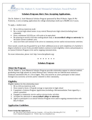 Scholars ProgramStudent Application Doc Template | pdfFiller