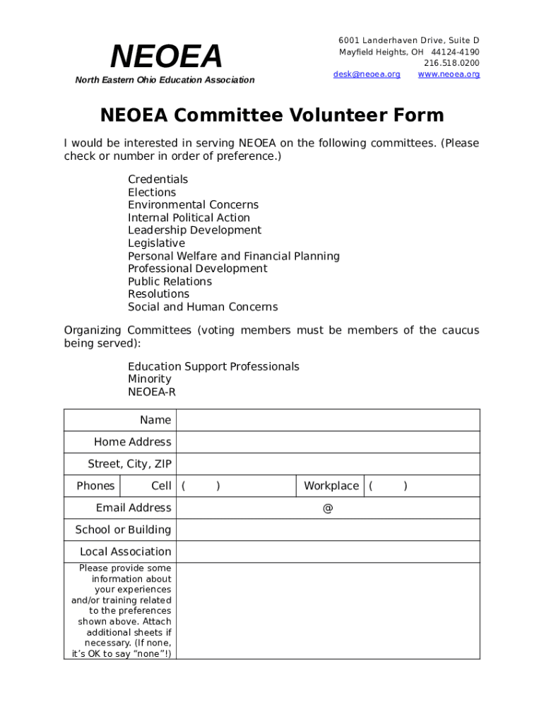 committee volunteer Doc Template | pdfFiller