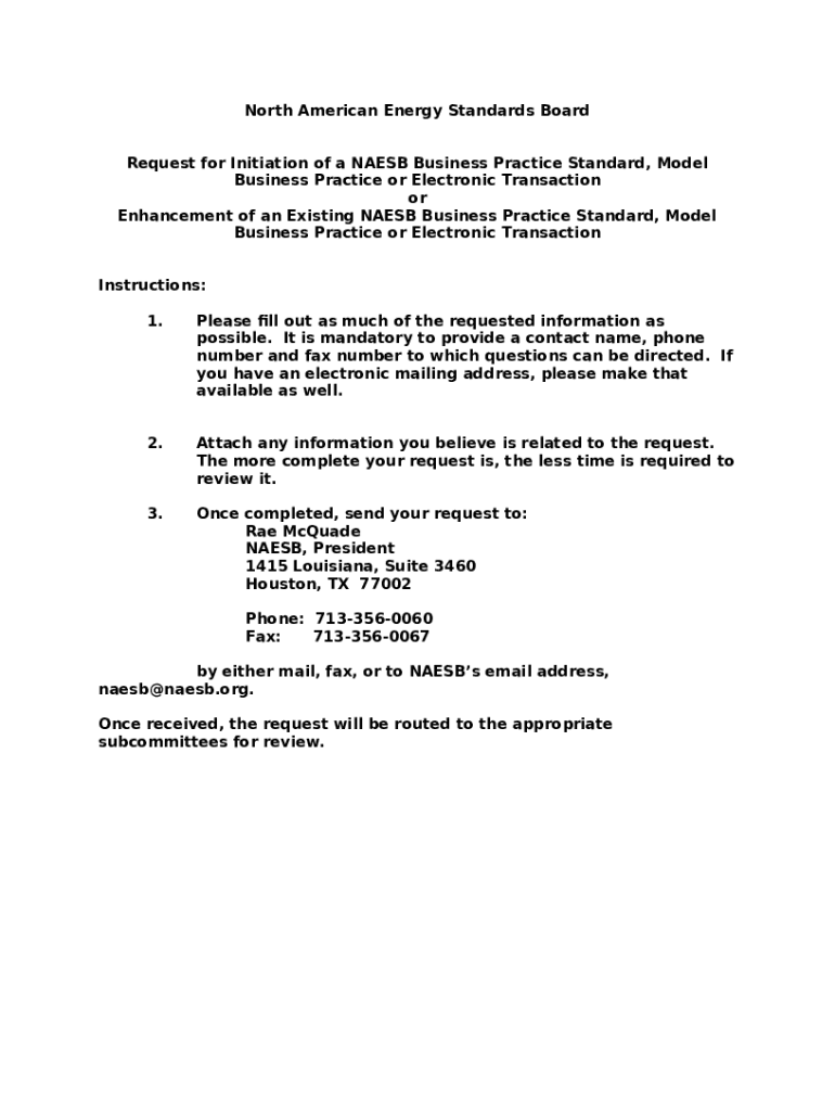 Request for Initiation of a NAESB Standard for Electronic ... Doc ...