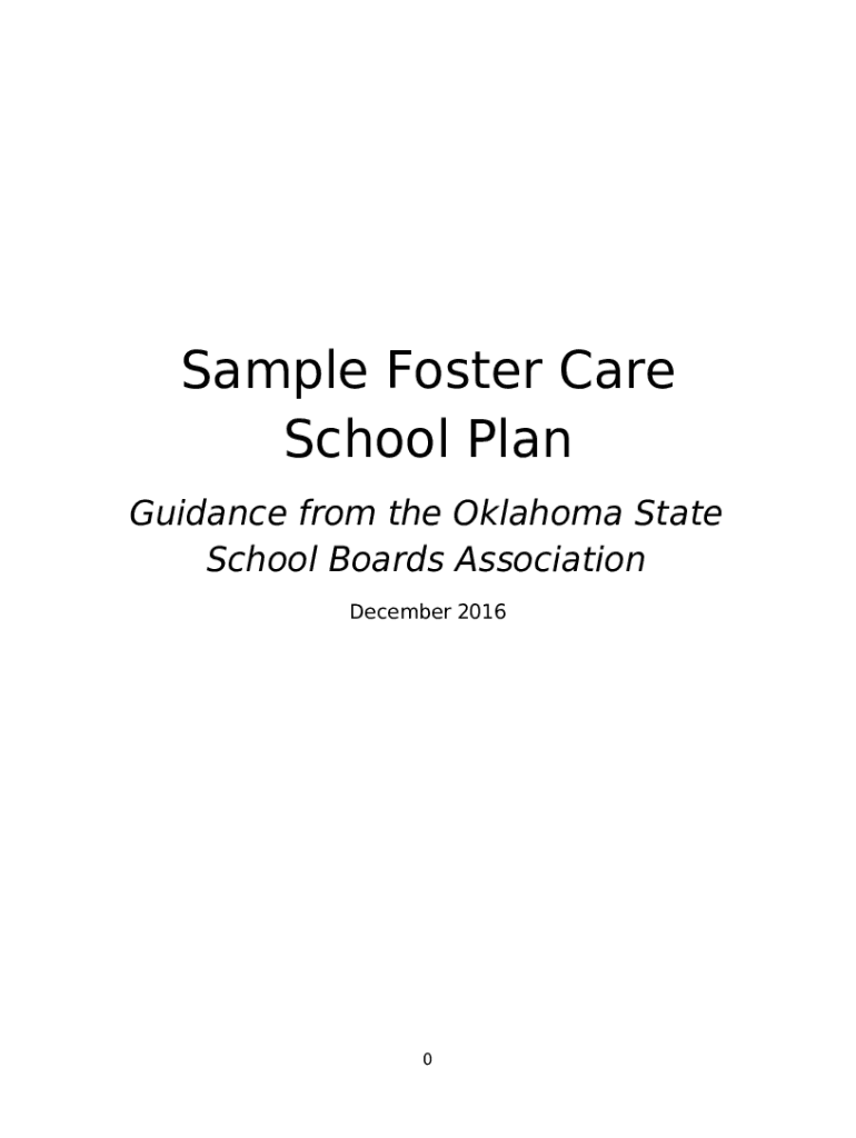 Public School District Foster Care Plan Doc Template | pdfFiller
