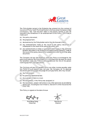 Fillable Online great eastern life assurance (malaysia) berhad (93745-a ...