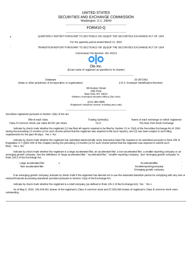 Olo Inc. ( - cloudfront.net Doc Template | pdfFiller