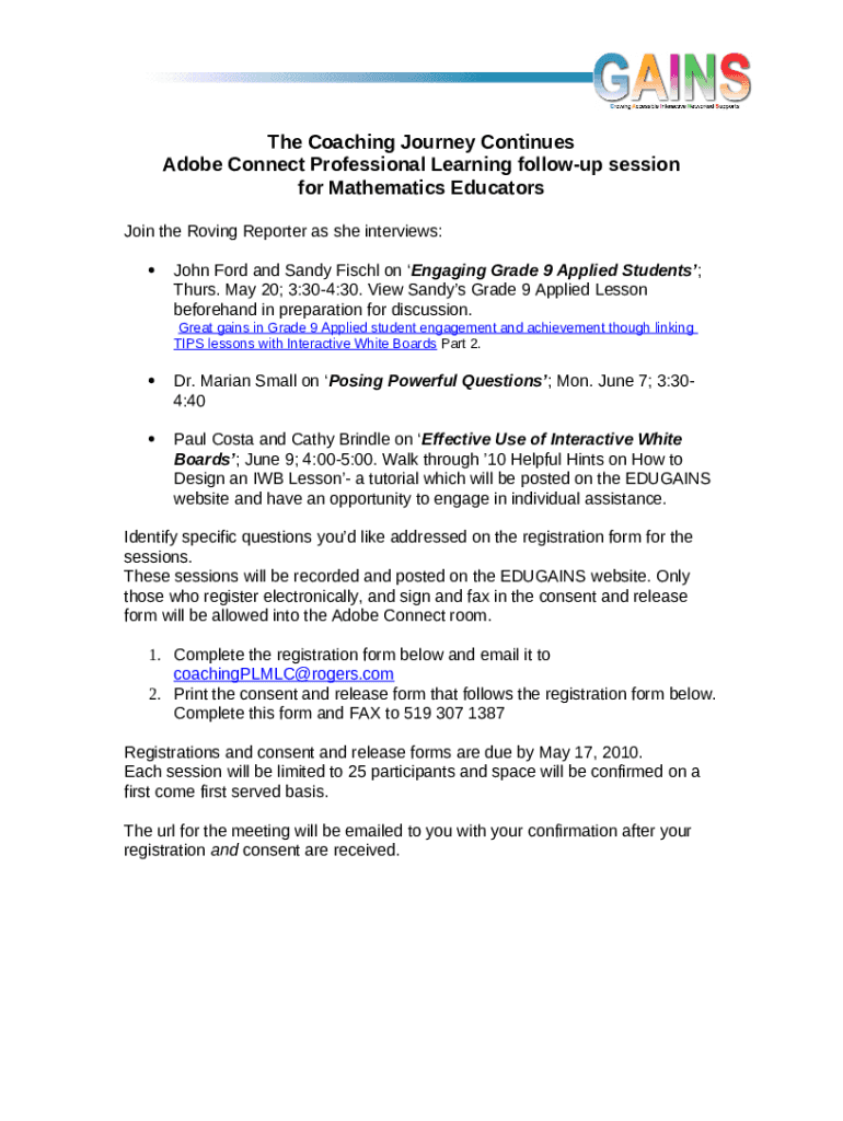 The Coaching Journey Continues with three one hour long sessions ...