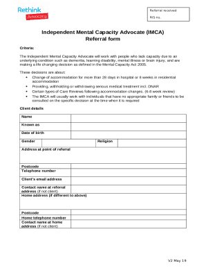 Independent Mental Capacity Advocate (IMCA) Referral Doc Template ...