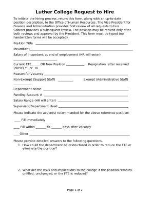 Request to Hire (Word doc) Doc Template | pdfFiller