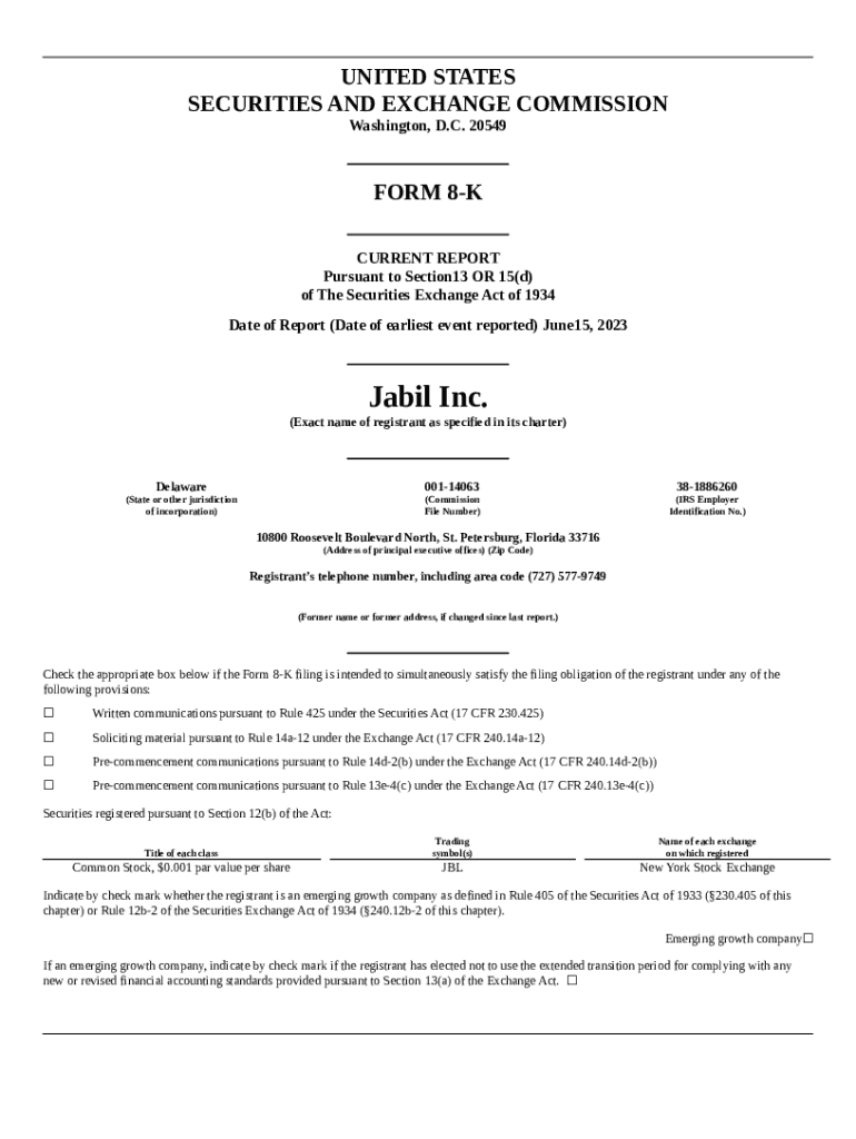 Jabil Inc Doc Template | pdfFiller
