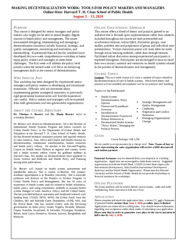 Making Decentralization Work: Policy and Management Doc Template | pdfFiller