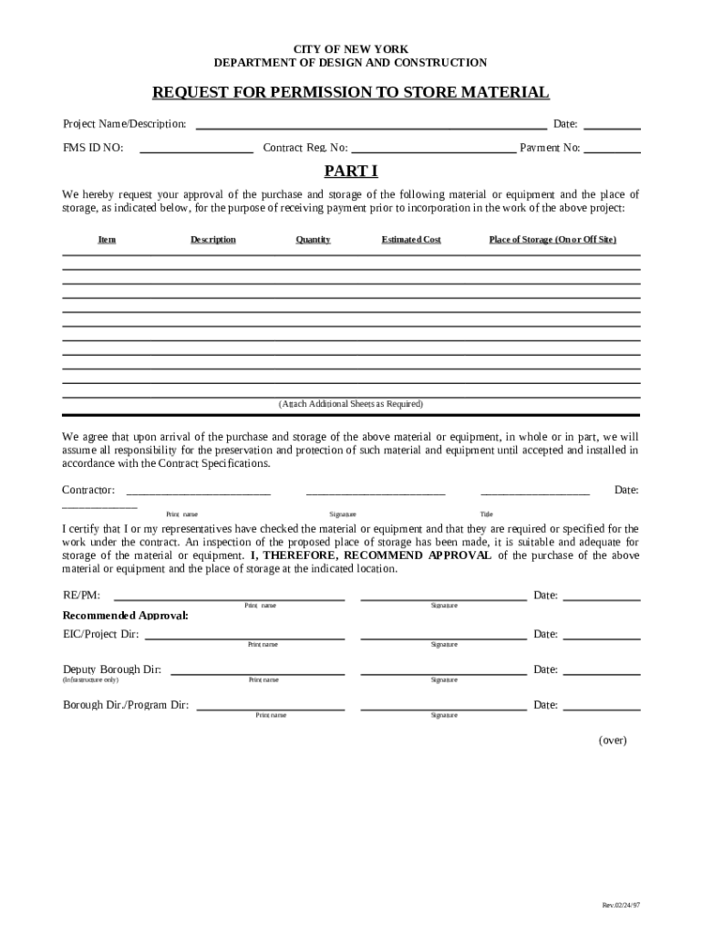 Permission to Store Material - Part I (page 1 of 2) Doc Template ...