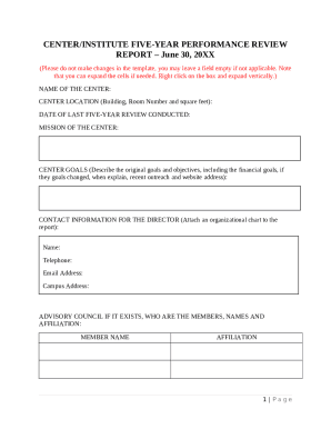 5-Year Center Review Template Doc Template | pdfFiller