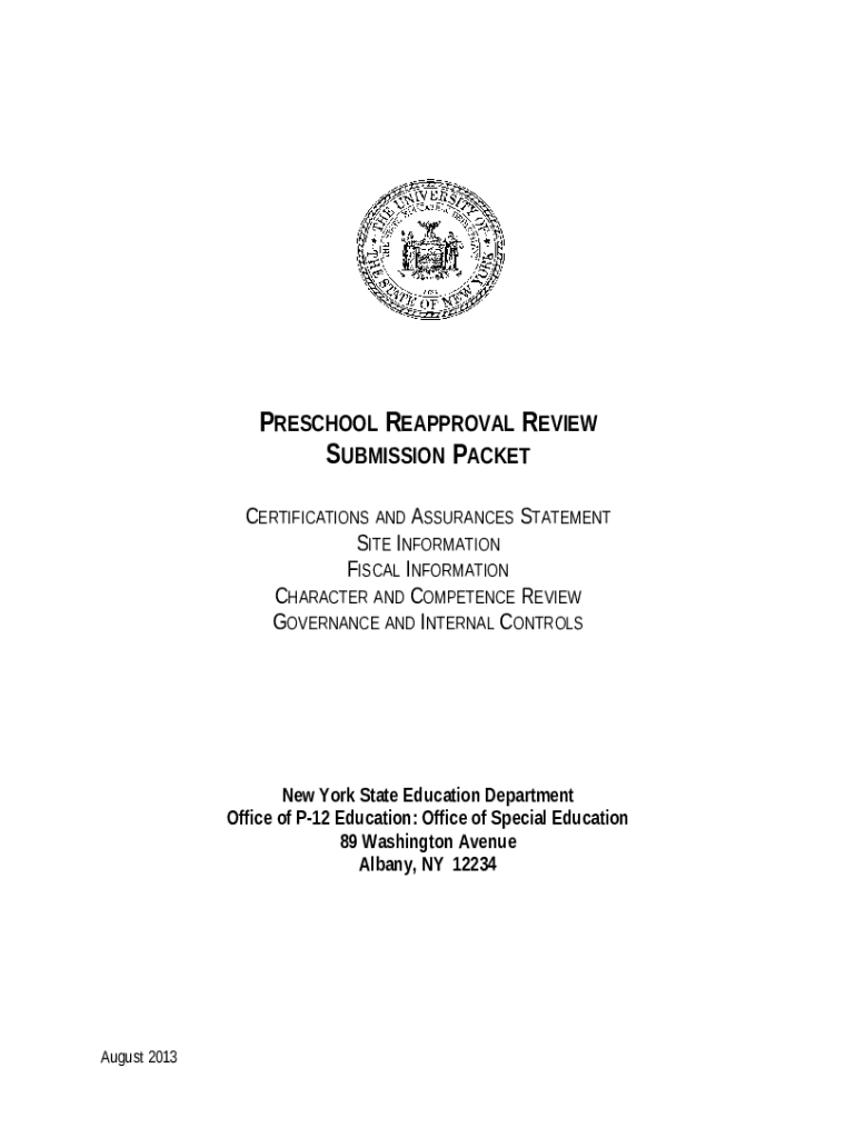 Preschool Reapproval Review Submission Packet Evaluation ... Doc ...