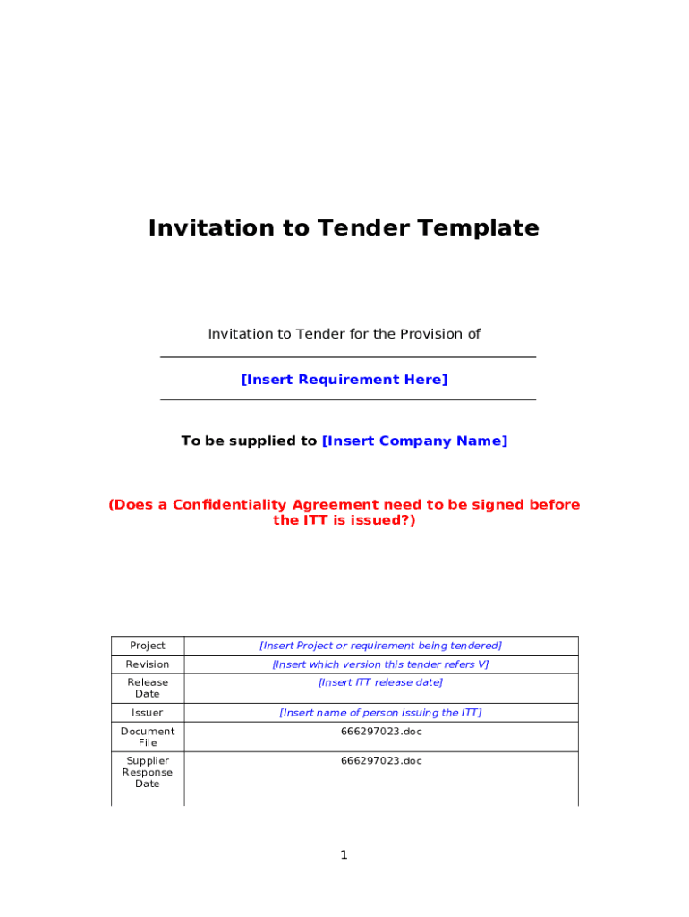 Invitation to Tender Template - Phase 3 Doc Template | pdfFiller