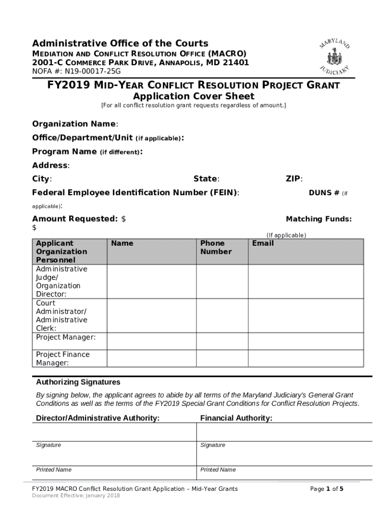MACRO Mid-Year Conflict Resolution Project Grant Doc Template | pdfFiller