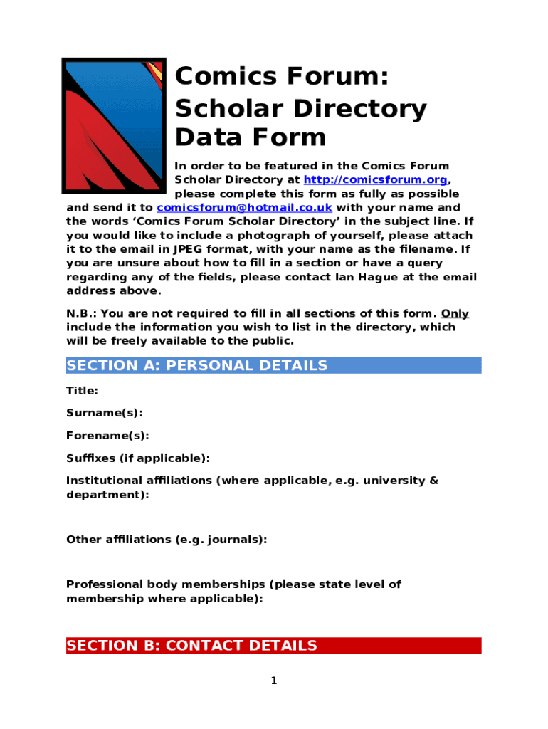 Scholar Directory Data Doc Template | pdfFiller