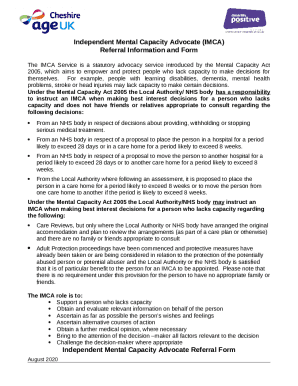 The Independent Mental Capacity Advocate (IMCA) service Doc Template ...