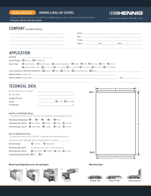 Fillable Online Flexible Apron Covers - Quote Request Form - Hennig Inc ...