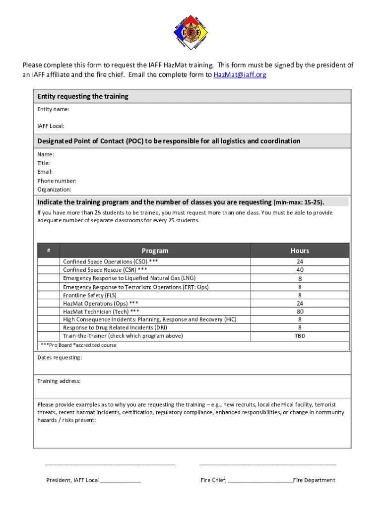 Fillable Online Fillable Online services prod iaff SAMPLE REQUEST ...
