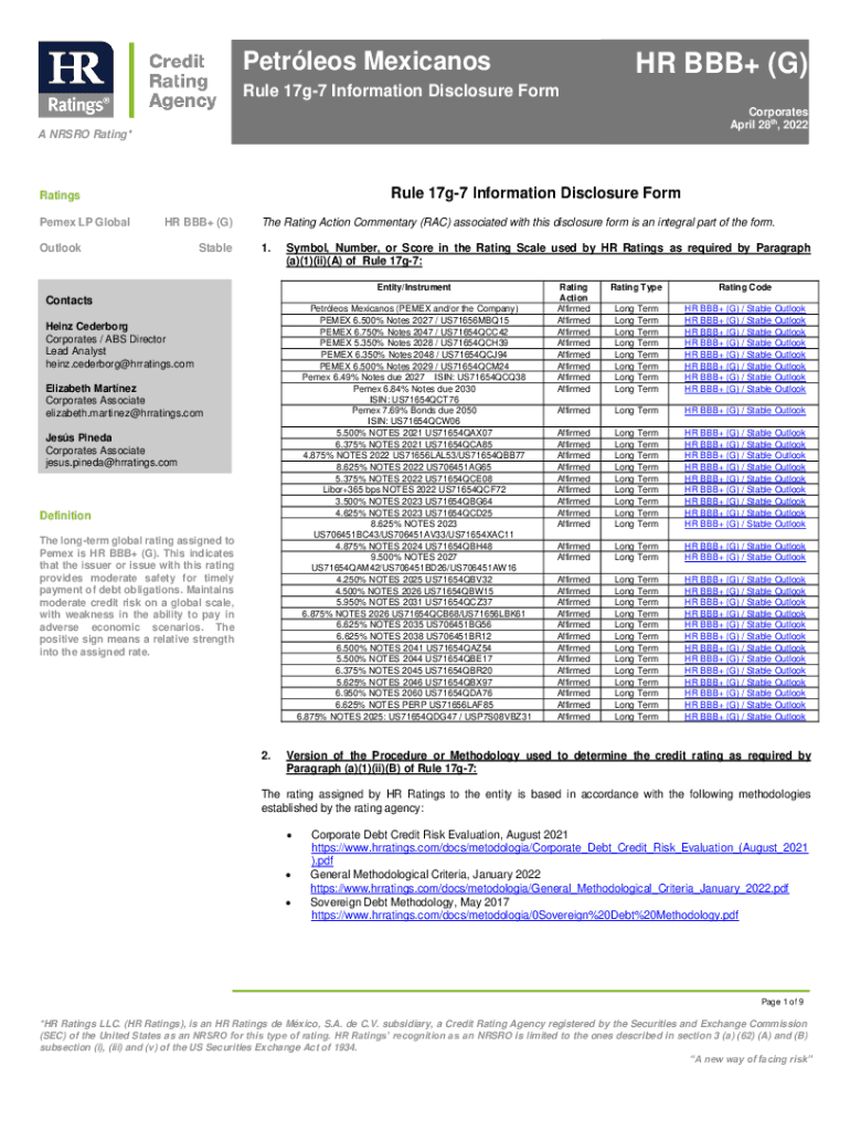 Fillable Online Rule 17g-7 Information Disclosure Form Fax Email Print ...