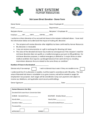 Fillable Online 05.050 Sick Leave - UNT Policy - University of North ...