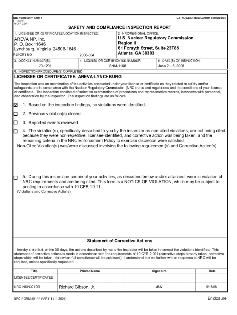Fillable Online SAFETY AND COMPLIANCE INSPECTION REPORT Fax Email Print ...