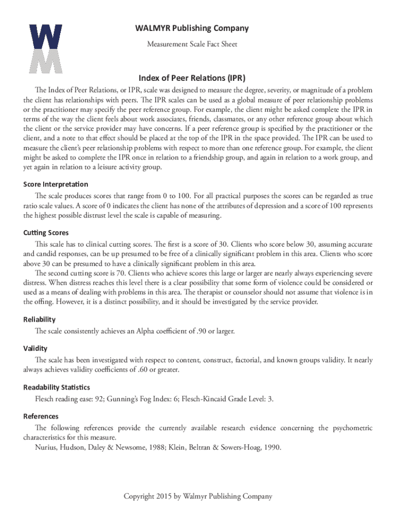 Fillable Online PROMIS Peer Relationships Short Form: How Well Does ...