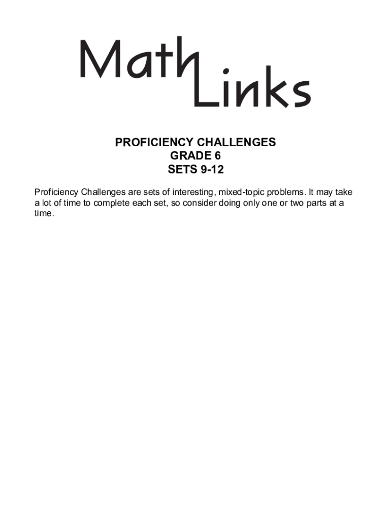 Fillable Online PROFICIENCY CHALLENGES GRADE 6 SETS 9-12 Fax Email ...