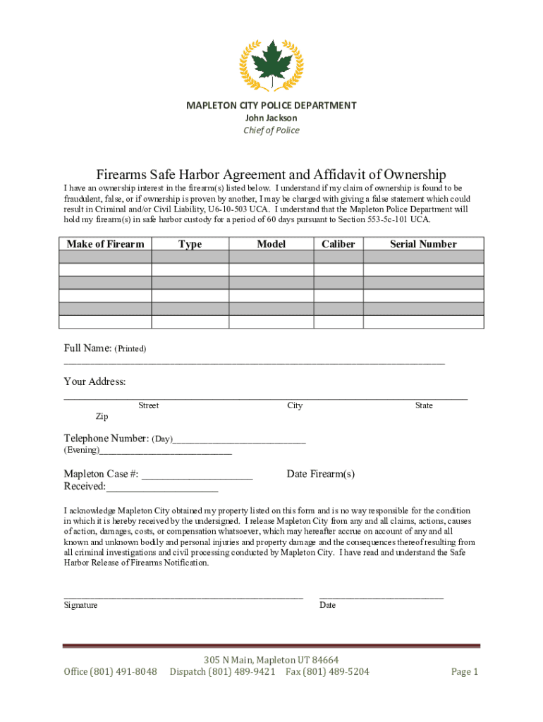 Fillable Online FIREARM OWNERSHIP STATEMENT Case Fax Email Print ...