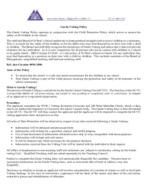 Fillable Online Template Garda Vetting Policy13 Fax Email Print - pdfFiller