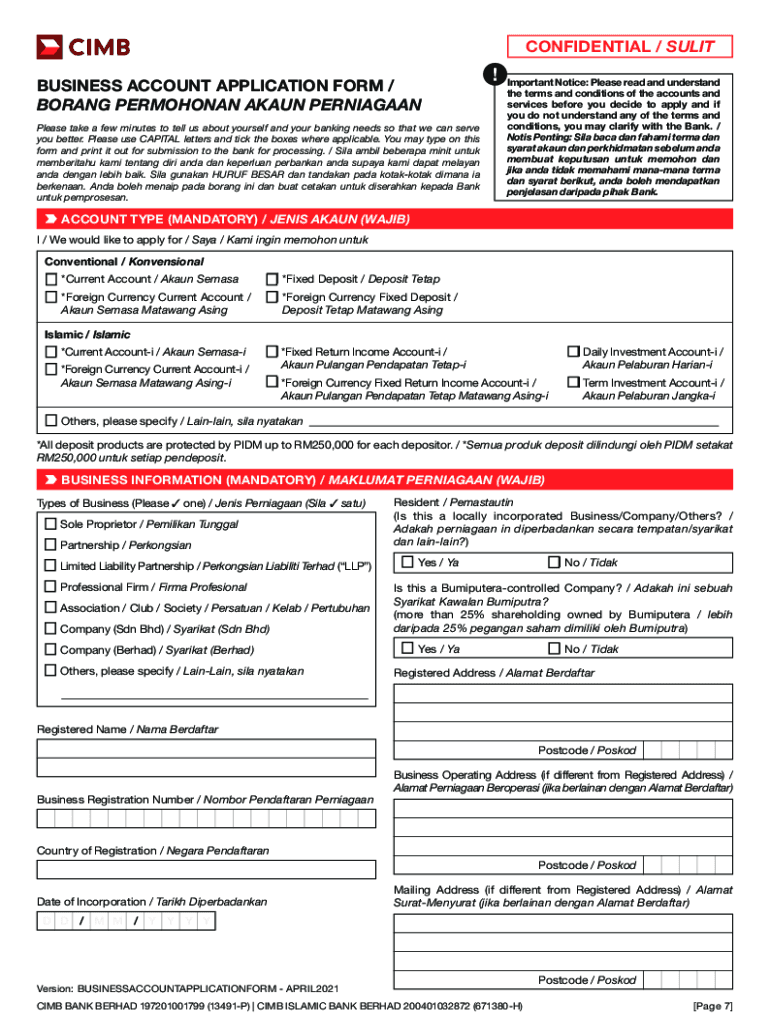 Fillable Online Business Account Application Form and GuidelinePDF Fax ...