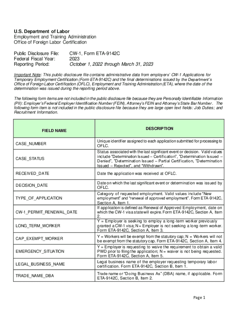 Fillable Online CW-1, Form ETA-9142C Fax Email Print - pdfFiller