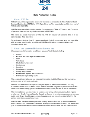 Fillable Online NHS 24 Data Protection Notice. Data Protection Notice ...