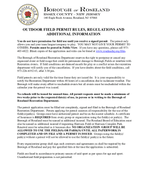 Fillable Online OUTDOOR FIELD PERMIT RULES, REGULATIONS AND ... Fax ...