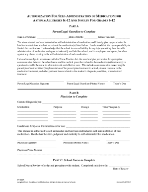 Completable En línea Self Administration of Medication Form Fax Email ...