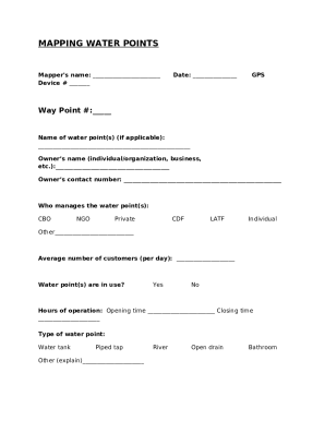 mapping water points Doc Template | pdfFiller