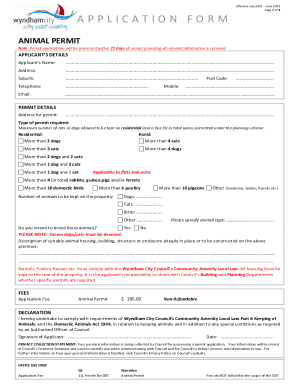 Fillable Online Animal Permit Application Form Fax Email Print - pdfFiller
