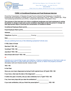 Fillable Online FORM 1-A Conditional Employee and Food ... Fax Email ...